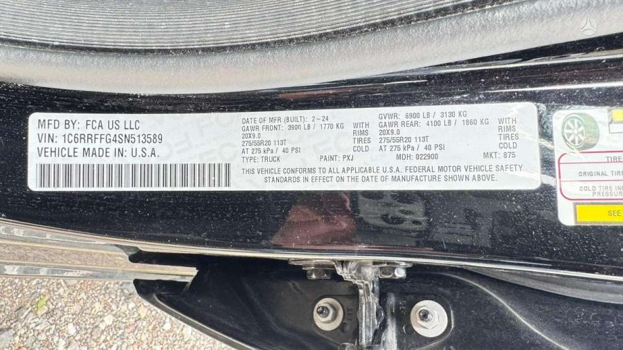 Melns Dodge RAM 2025 Ukmergė, ar dzinēja tilpumu 3.60 L un nobraukumu 42 tūkst. km par 23999 €, foto 17 vietnē AUTOMOTO.COM.LV