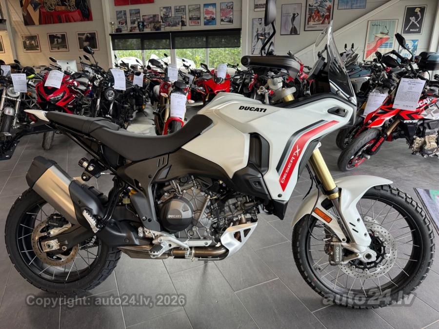 White Ducati Desert X 2026 in Tallinn, with an engine capacity of 0.89 L and mileage of 0 thousand km for 16990 €, photo 3 on AUTOMOTO.COM.LV