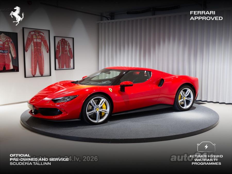 Red Ferrari 296 2023 in Tallinn, with an engine capacity of 2.90 L and mileage of 3 thousand km for 279000 €, photo 1 on AUTOMOTO.COM.LV