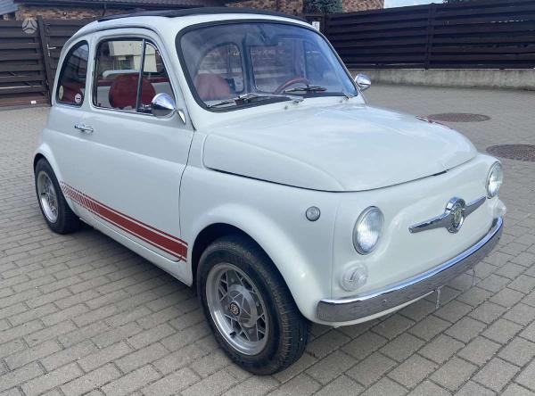 White Fiat 500 Abarth 1965 in Kaunas, with an engine capacity of 0.50 L and mileage of 8 thousand km for 13500 €, photo 1 on AUTOMOTO.COM.LV