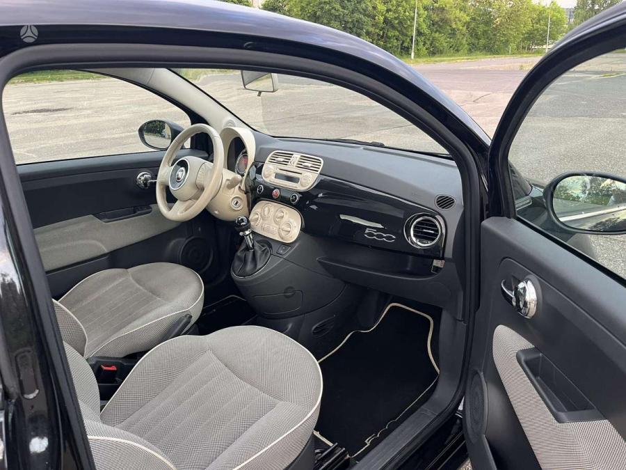 Black Fiat 500 2012 in Vilnius, with an engine capacity of 1.24 L and mileage of 94 thousand km for 3250 €, photo 14 on AUTOMOTO.COM.LV