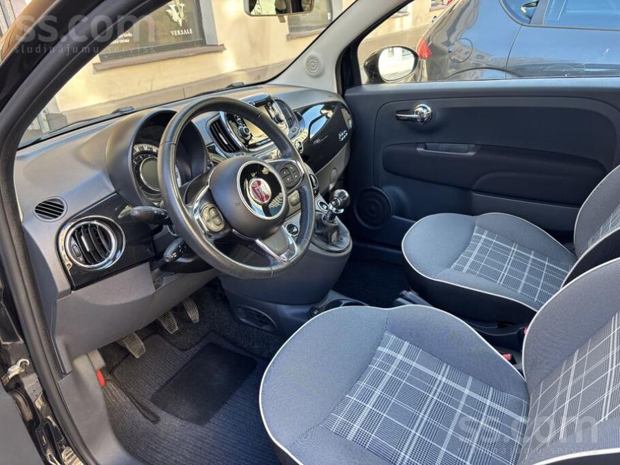 Black Fiat 500 2017 in Riga, with an engine capacity of 1.20 L and mileage of 65 thousand km for 7550 €, photo 8 on AUTOMOTO.COM.LV