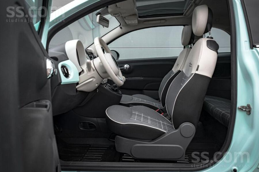 Green Fiat 500 2016 in Riga, with an engine capacity of 1.20 L and mileage of 156 thousand km for 5990 €, photo 9 on AUTOMOTO.COM.LV