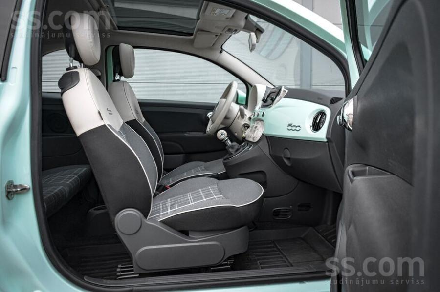 Green Fiat 500 2016 in Riga, with an engine capacity of 1.20 L and mileage of 156 thousand km for 5990 €, photo 10 on AUTOMOTO.COM.LV