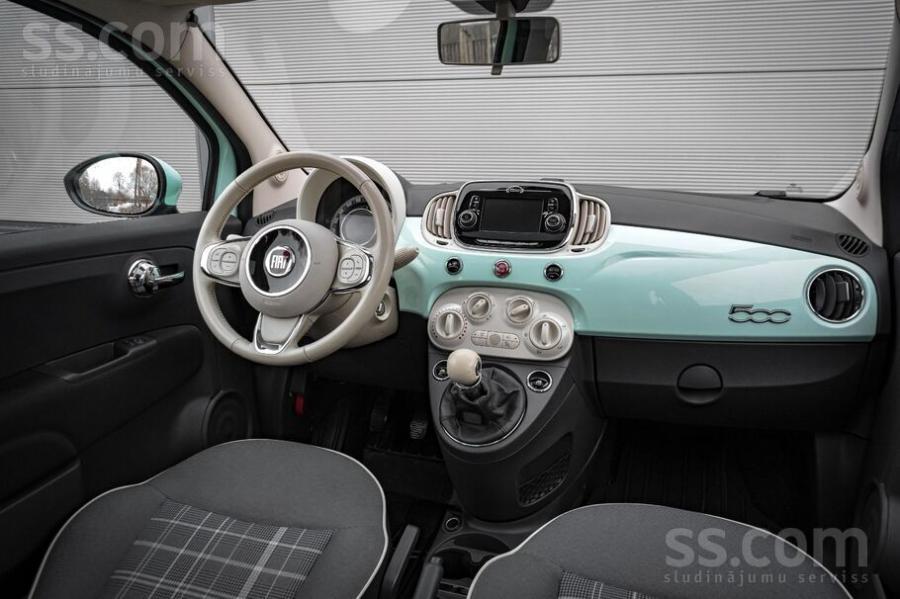 Green Fiat 500 2016 in Riga, with an engine capacity of 1.20 L and mileage of 156 thousand km for 5990 €, photo 14 on AUTOMOTO.COM.LV