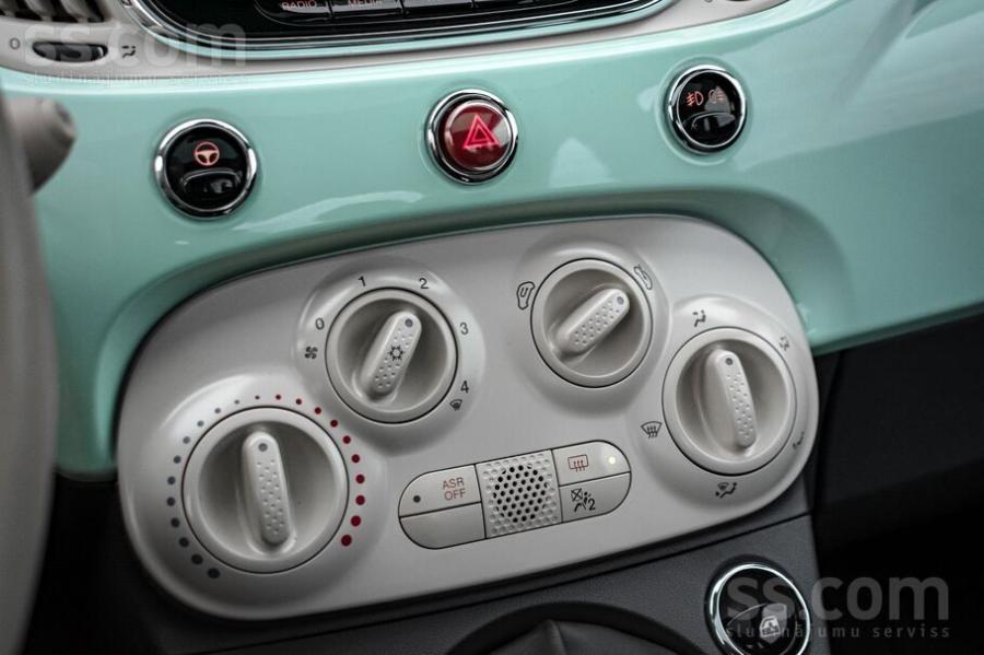 Green Fiat 500 2016 in Riga, with an engine capacity of 1.20 L and mileage of 156 thousand km for 5990 €, photo 24 on AUTOMOTO.COM.LV