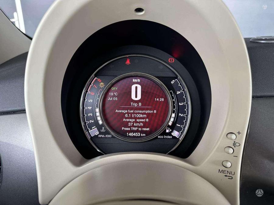 Grey Fiat 500 2014 in Vilnius, with an engine capacity of 1.24 L and mileage of 146 thousand km for 6940 €, photo 22 on AUTOMOTO.COM.LV