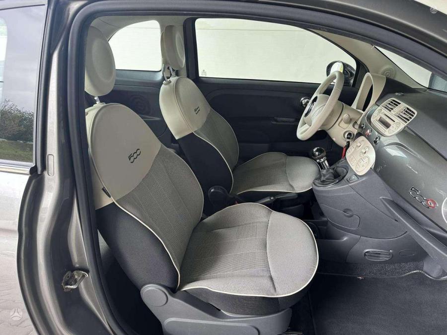 Grey Fiat 500 2014 in Vilnius, with an engine capacity of 1.24 L and mileage of 146 thousand km for 6940 €, photo 29 on AUTOMOTO.COM.LV