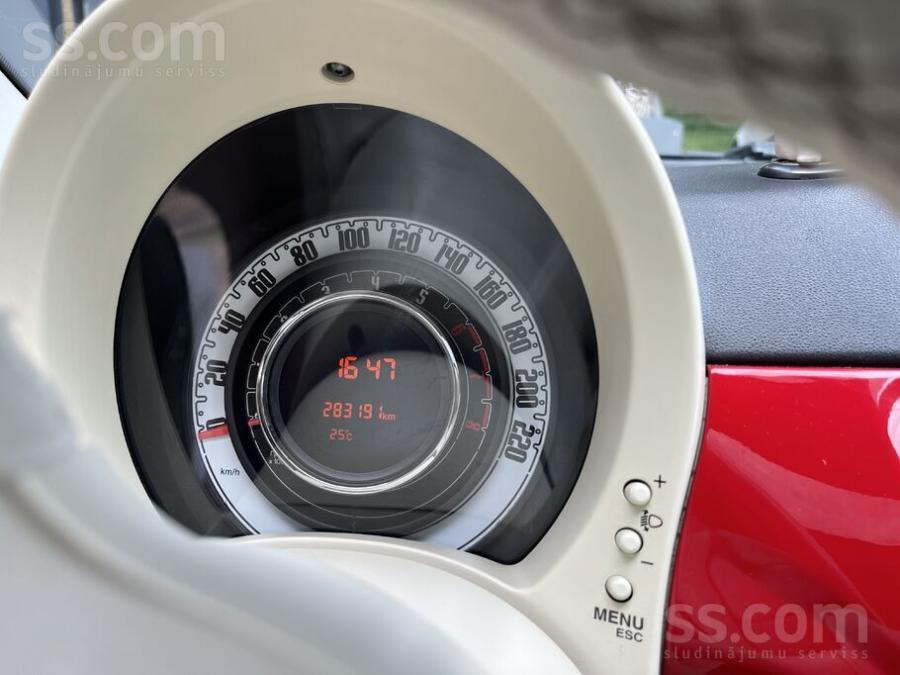 Red Fiat 500 2008 in Riga, with an engine capacity of 1.20 L and mileage of 283 thousand km for 3700 €, photo 8 on AUTOMOTO.COM.LV