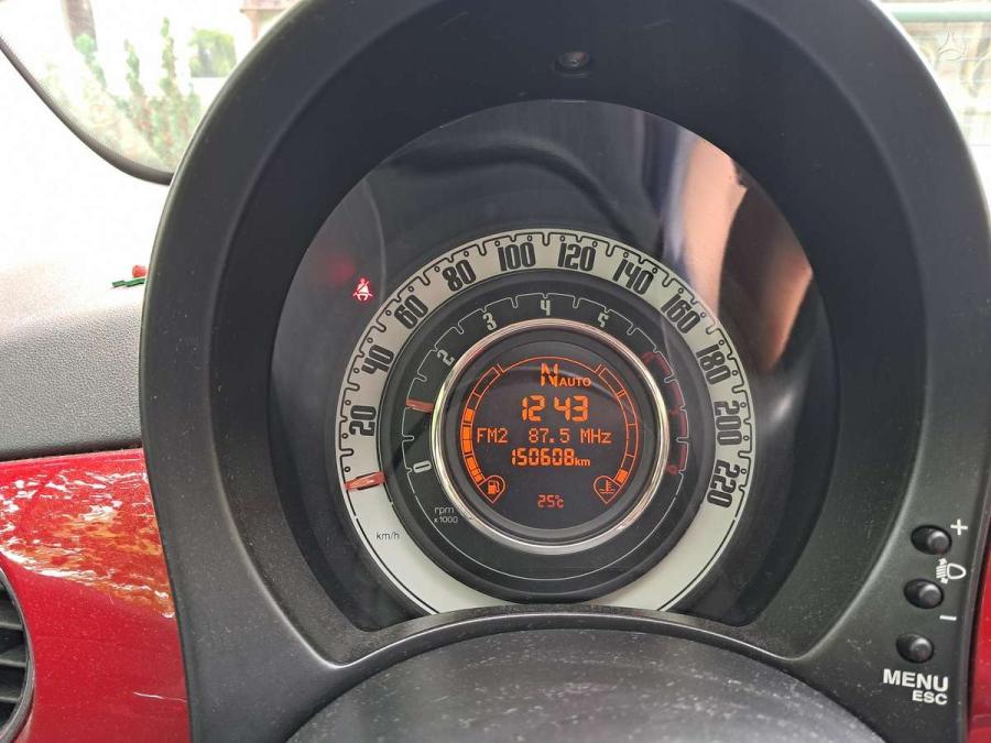 Red Fiat 500 2010 in Kaunas, with an engine capacity of 1.24 L and mileage of 150 thousand km for 3800 €, photo 11 on AUTOMOTO.COM.LV