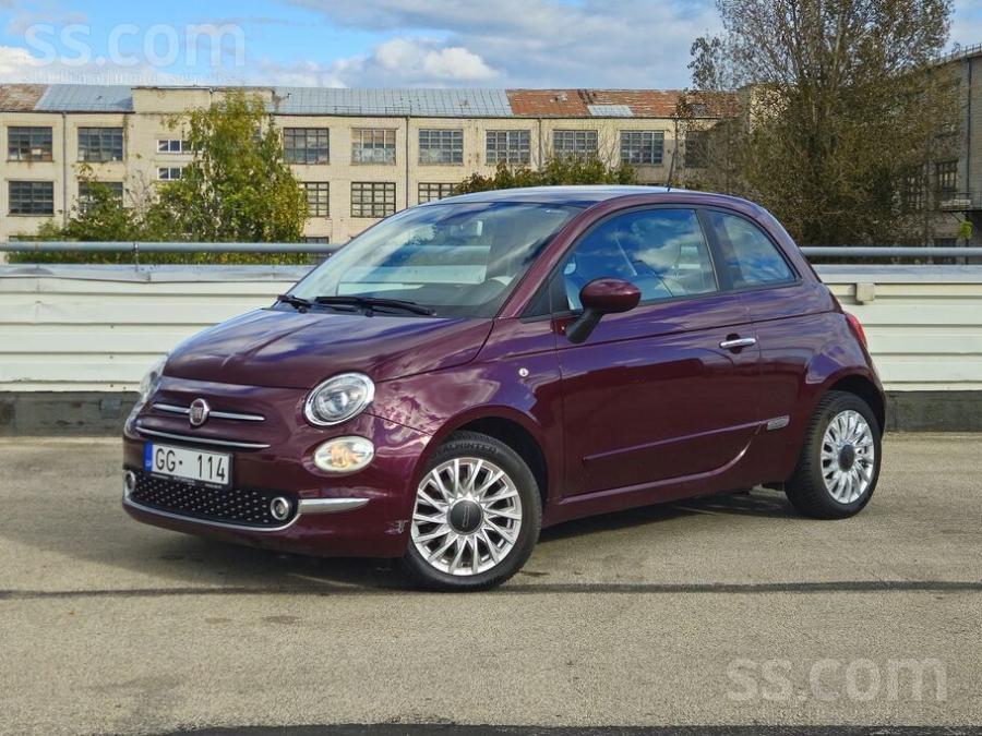 Violet Fiat 500 2021 in Riga, with an engine capacity of 1.20 L and mileage of 45 thousand km for 8590 €, photo 1 on AUTOMOTO.COM.LV