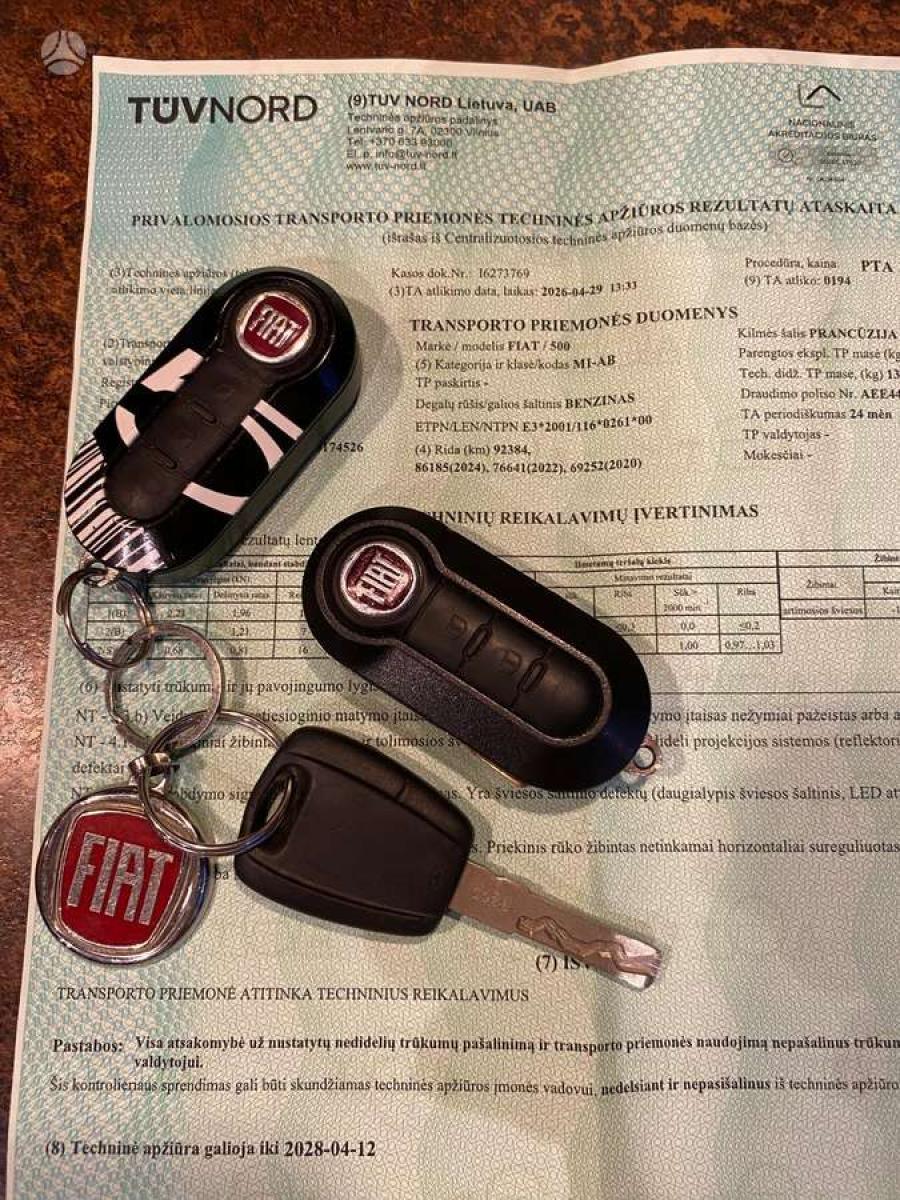 Balts Fiat 500 2008 Viļņa, ar dzinēja tilpumu 1.20 L un nobraukumu 93 tūkst. km par 3450 €, foto 29 vietnē AUTOMOTO.COM.LV