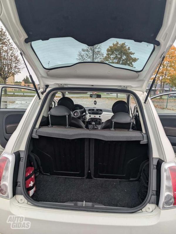 White Fiat 500 2011 in Panevezys, with an engine capacity of 1.20 L and mileage of 108 thousand km for 2350 €, photo 9 on AUTOMOTO.COM.LV