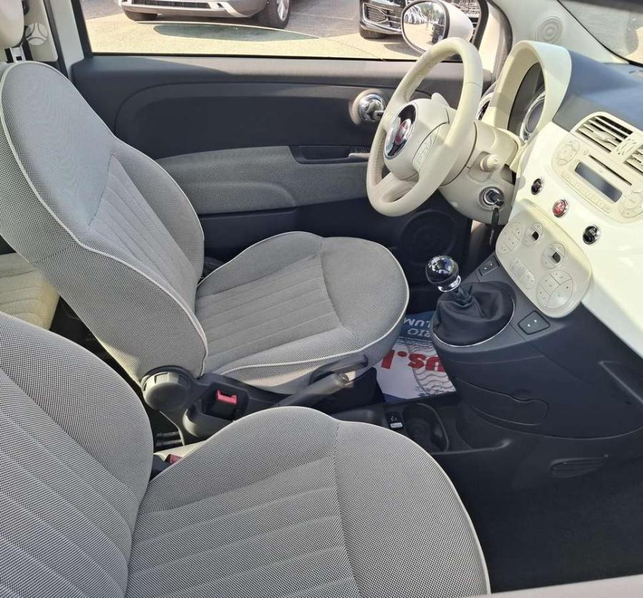 White Fiat 500 2014 in Utena, with an engine capacity of 0.88 L and mileage of 130 thousand km for 3900 €, photo 6 on AUTOMOTO.COM.LV