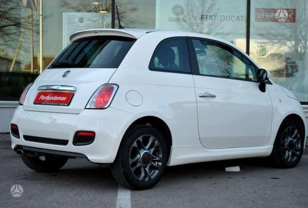 White Fiat 500 2015 in Vilnius, with an engine capacity of 1.24 L and mileage of 76 thousand km for 7700 €, photo 5 on AUTOMOTO.COM.LV