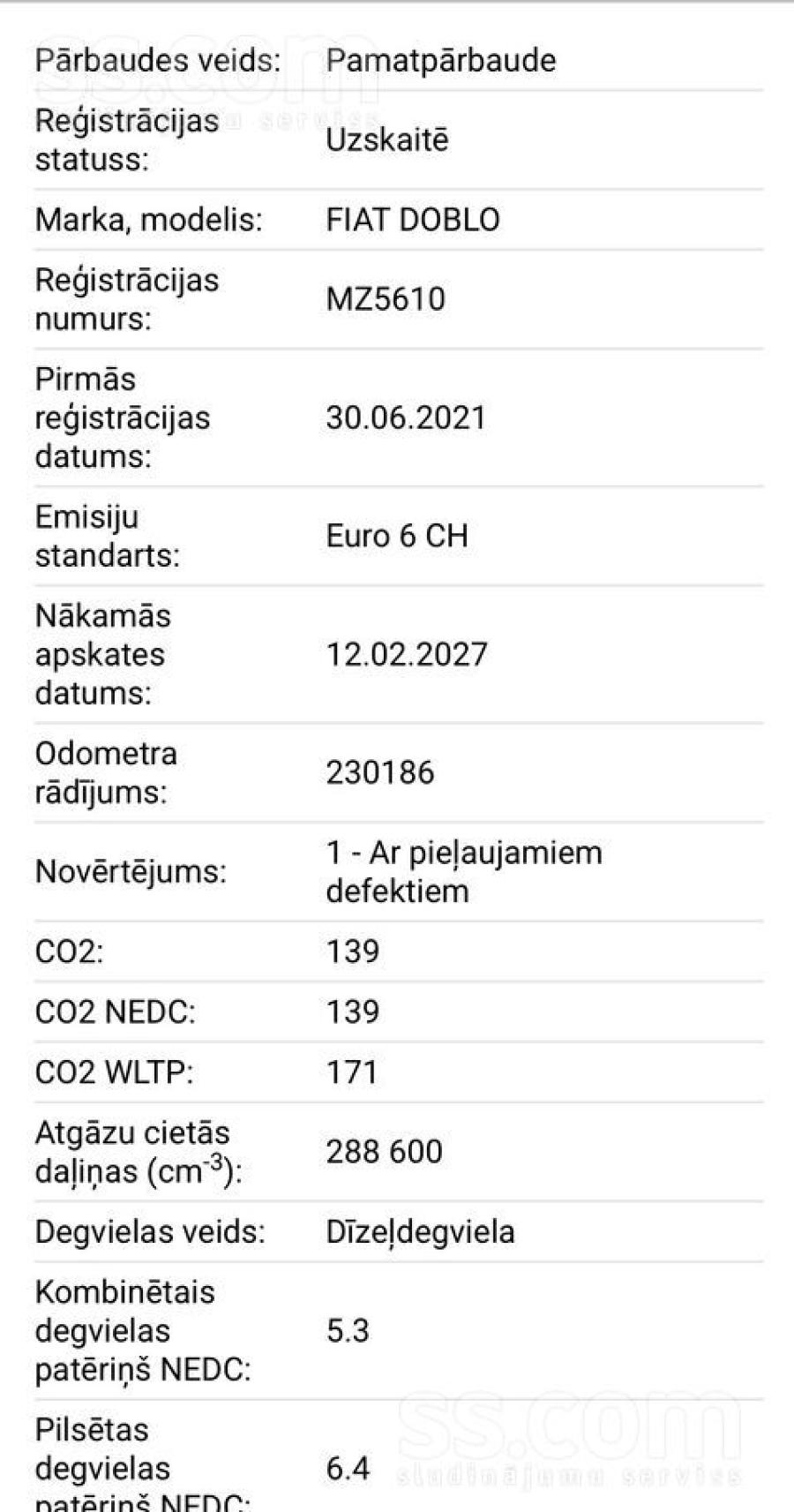 White Fiat Doblo 2021 in Riga, with an engine capacity of 1.60 L and mileage of 232 thousand km for 5200 €, photo 26 on AUTOMOTO.COM.LV