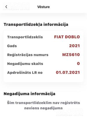 White Fiat Doblo 2021 in Riga, with an engine capacity of 1.60 L and mileage of 232 thousand km for 5200 €, photo 28 on AUTOMOTO.COM.LV