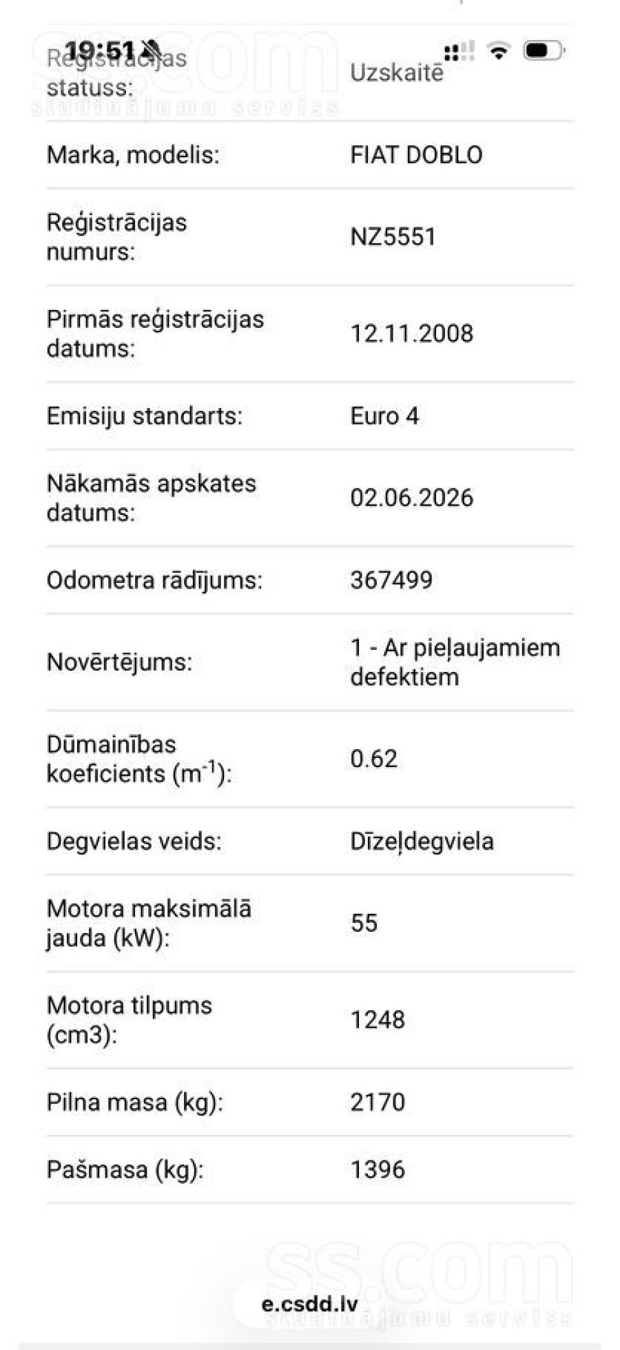 White Fiat Doblo 2008 in Aizkraukle, with an engine capacity of 1.30 L and mileage of 0 thousand km for 2300 €, photo 11 on AUTOMOTO.COM.LV