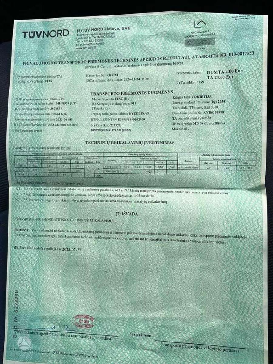 Белый Фиат Дукато 2004 в Вильнюс, объемом двигателя 2.00 л и пробегом 228 тыс. км за 3450 €, фото 16 на AUTOMOTO.COM.LV