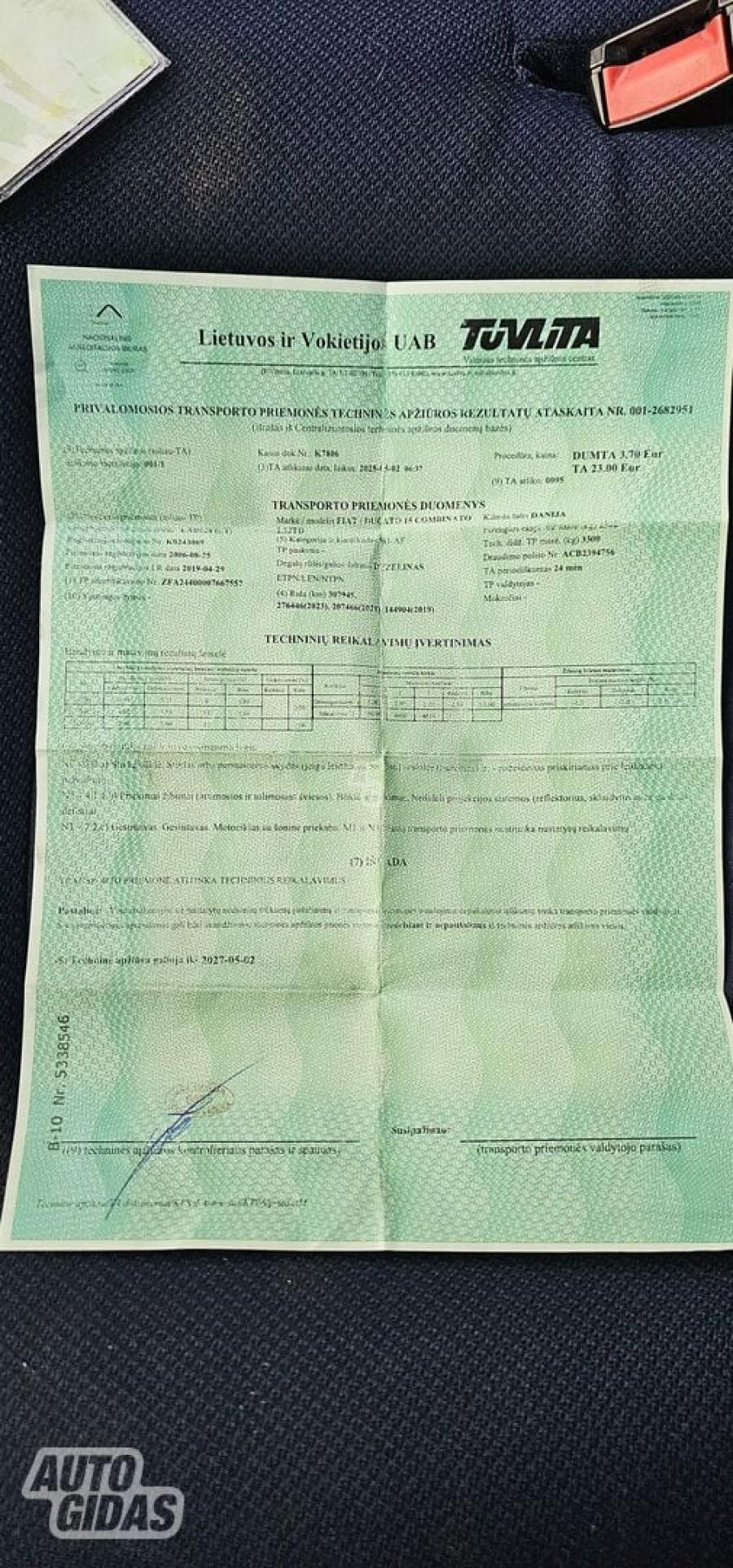 Белый Фиат Дукато 2006 в Вильнюс, объемом двигателя 2.30 л и пробегом 316 тыс. км за 3300 €, фото 22 на AUTOMOTO.COM.LV