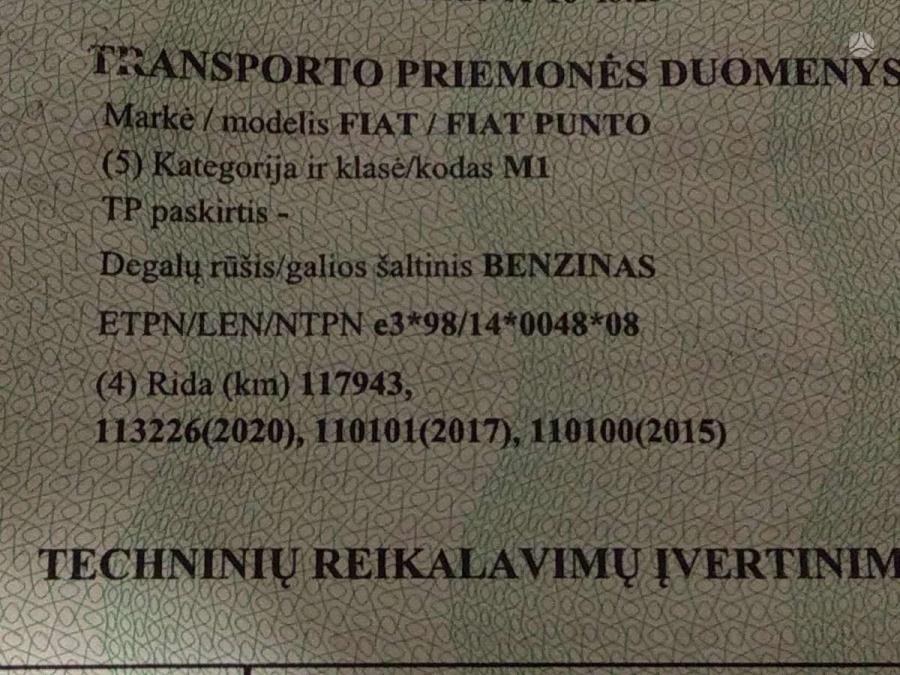 Белый Фиат Пунто 2008 в Вилкавишкис, объемом двигателя 1.24 л и пробегом 117 тыс. км за 1100 €, фото 14 на AUTOMOTO.COM.LV
