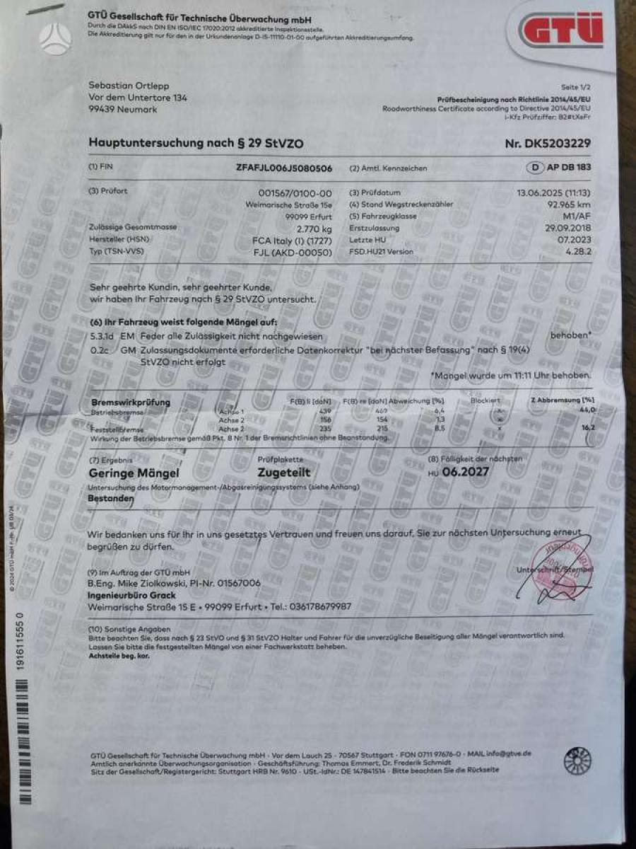 Серый Фиат Таленто 2018 в Мариямполе, объемом двигателя 1.60 л и пробегом 106 тыс. км за 17900 €, фото 20 на AUTOMOTO.COM.LV