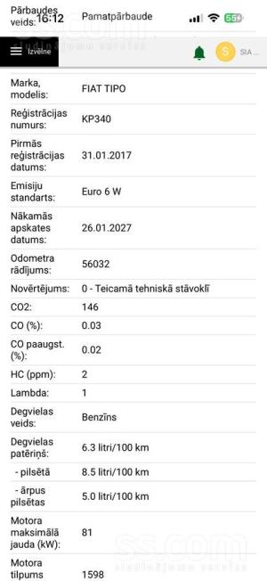 Pelēks Fiat Tipo 2017 Rīga, ar dzinēja tilpumu 1.60 L un nobraukumu 64 tūkst. km par 6900 €, foto 21 vietnē AUTOMOTO.COM.LV