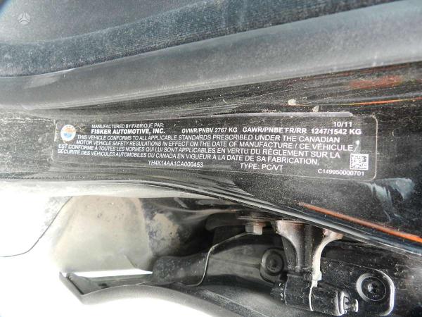 Black Fisker Karma 2012 in Klaipeda, with an engine capacity of 2.00 L and mileage of 55 thousand km for 12900 €, photo 11 on AUTOMOTO.COM.LV