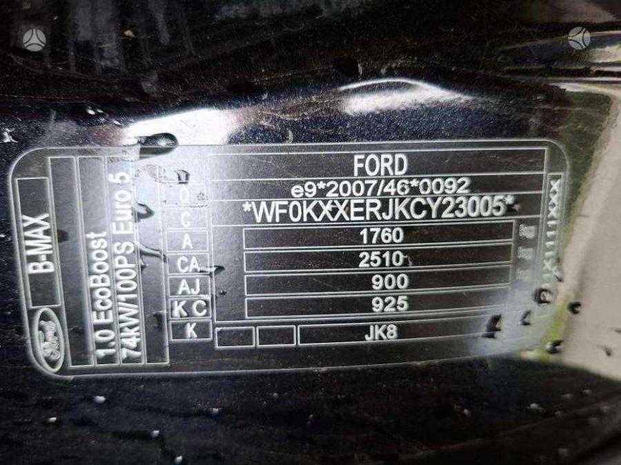 Melns Ford B-Max 2012 Ukmergė, ar dzinēja tilpumu 1.00 L un nobraukumu 224 tūkst. km par 2750 €, foto 16 vietnē AUTOMOTO.COM.LV