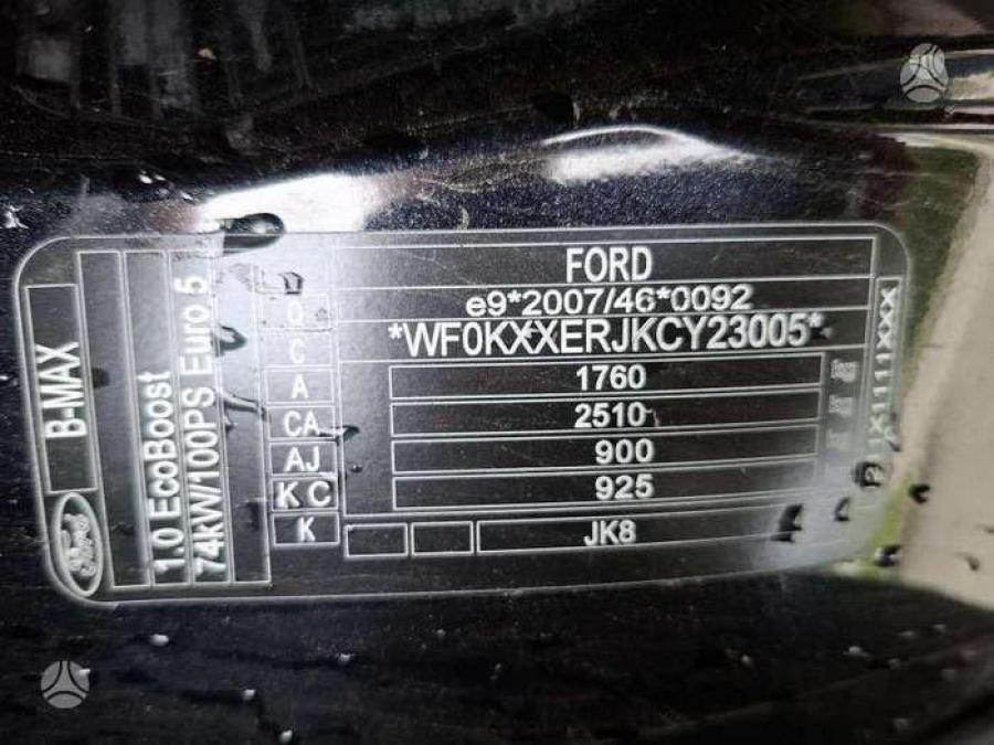Black Ford B-Max 2012 in Ukmerge, with an engine capacity of 1.00 L and mileage of 224 thousand km for 2750 €, photo 16 on AUTOMOTO.COM.LV