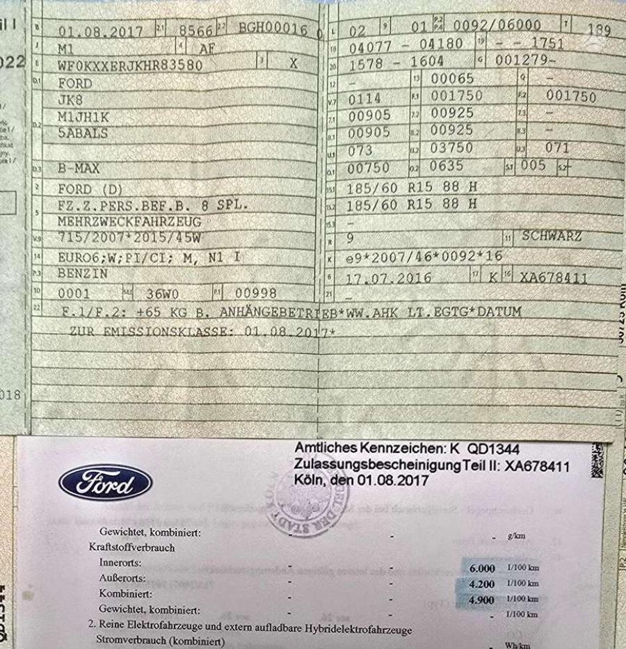 Black Ford B-Max 2017 in Kretinga, with an engine capacity of 1.00 L and mileage of 186 thousand km for 5550 €, photo 32 on AUTOMOTO.COM.LV
