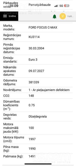 Black Ford C-Max 2004 in Jelgava, with an engine capacity of 2.00 L and mileage of 381 thousand km for 1550 €, photo 14 on AUTOMOTO.COM.LV