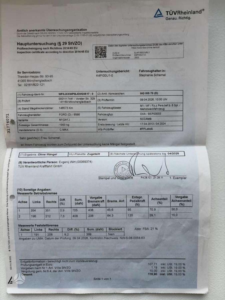 Zils Ford C-Max 2013 Jurbarkas, ar dzinēja tilpumu 1.00 L un nobraukumu 151 tūkst. km par 3550 €, foto 26 vietnē AUTOMOTO.COM.LV