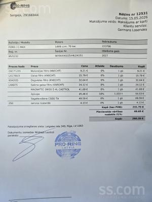 White Ford C-Max 2017 in Riga, with an engine capacity of 1.50 L and mileage of 224 thousand km for 5000 €, photo 15 on AUTOMOTO.COM.LV