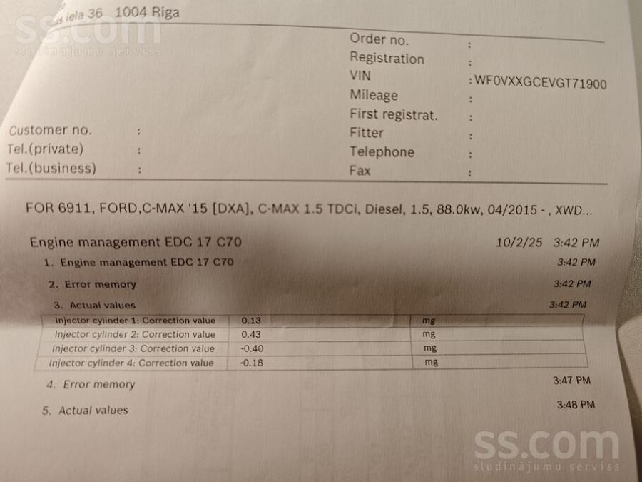 Balts Ford C-Max 2017 Rīga, ar dzinēja tilpumu 1.50 L un nobraukumu 230 tūkst. km par 5000 €, foto 11 vietnē AUTOMOTO.COM.LV