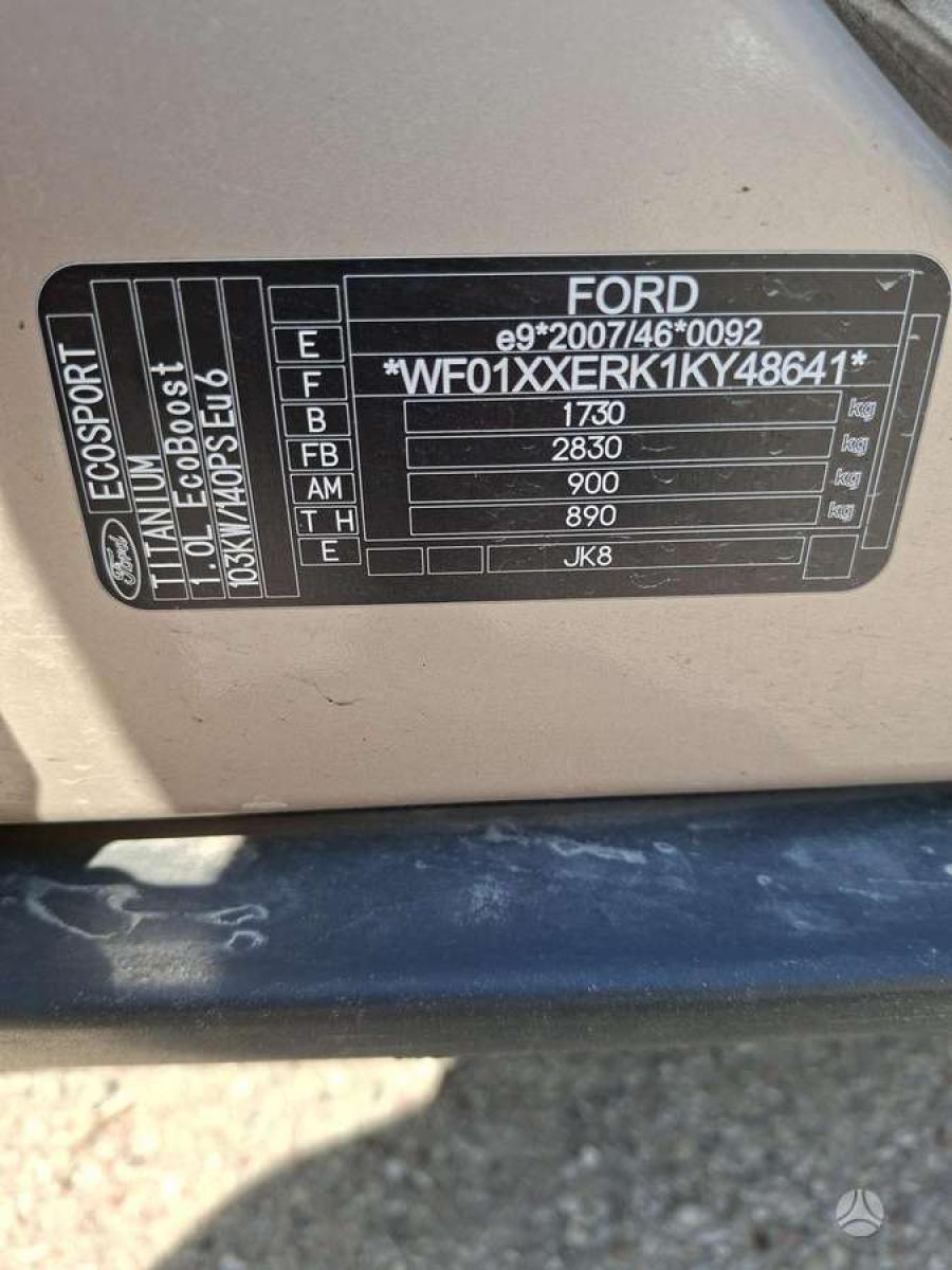 Brūns Ford EcoSport 2019 Kauņa, ar dzinēja tilpumu 1.00 L un nobraukumu 105 tūkst. km par 9550 €, foto 21 vietnē AUTOMOTO.COM.LV