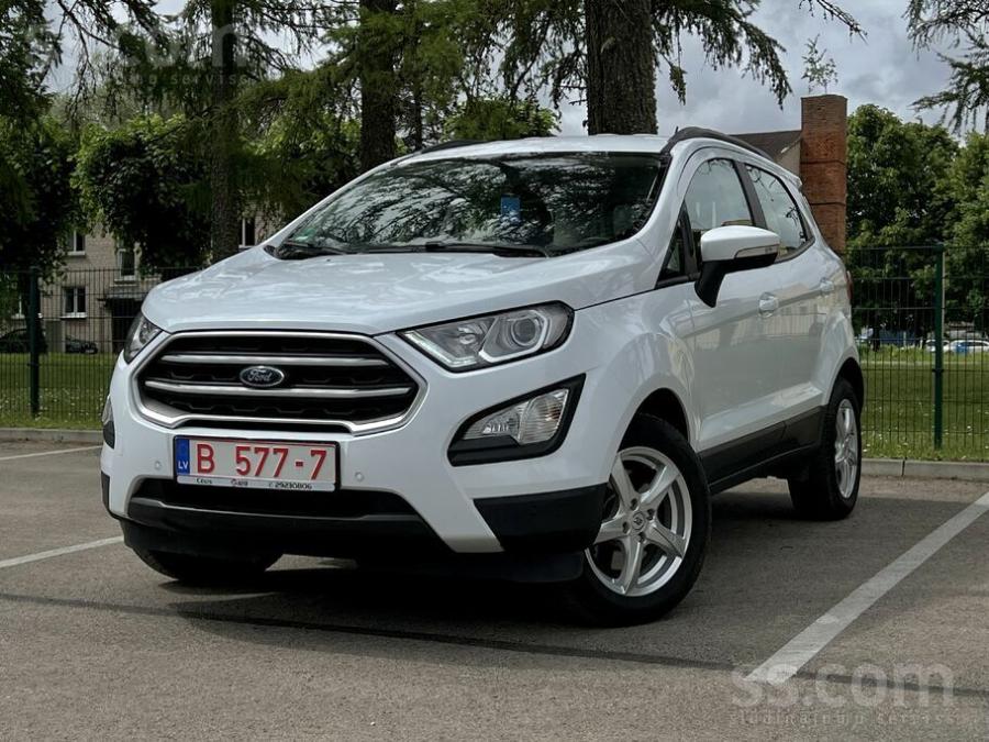 White Ford EcoSport 2019 in Riga, with an engine capacity of 1.00 L and mileage of 93 thousand km for 8900 €, photo 1 on AUTOMOTO.COM.LV