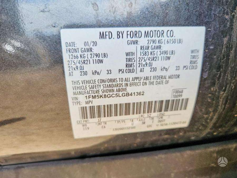 Grey Ford Explorer 2020 in Klaipeda, with an engine capacity of 2.96 L and mileage of 125 thousand km for 10500 €, photo 18 on AUTOMOTO.COM.LV