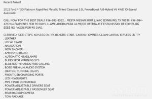 Красный Форд Ф-150 2022 в Рига, объемом двигателя 3.50 л и пробегом 49 тыс. км за 95000 €, фото 28 на AUTOMOTO.COM.LV