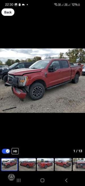 Red Ford F-150 2022 in Kaunas, with an engine capacity of 4.95 L and mileage of 65 thousand km for 13900 €, photo  on AUTOMOTO.COM.LV