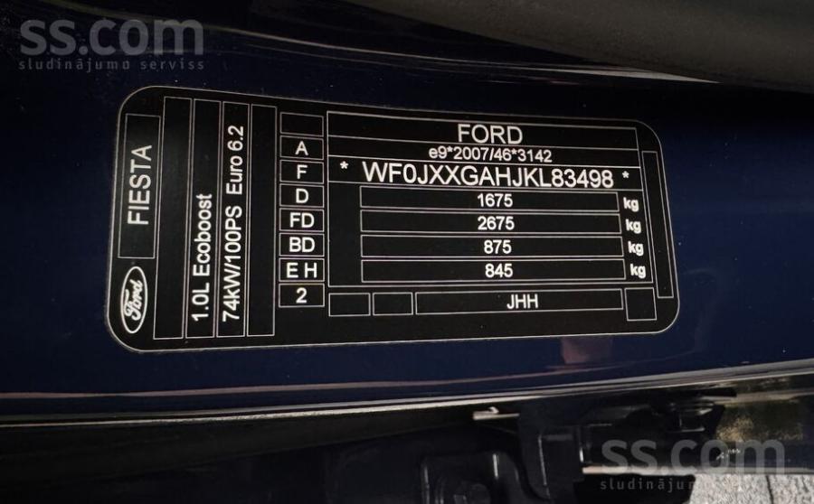 Zils Ford Fiesta 2019 Rīga, ar dzinēja tilpumu 1.00 L un nobraukumu 140 tūkst. km par 5700 €, foto 31 vietnē AUTOMOTO.COM.LV