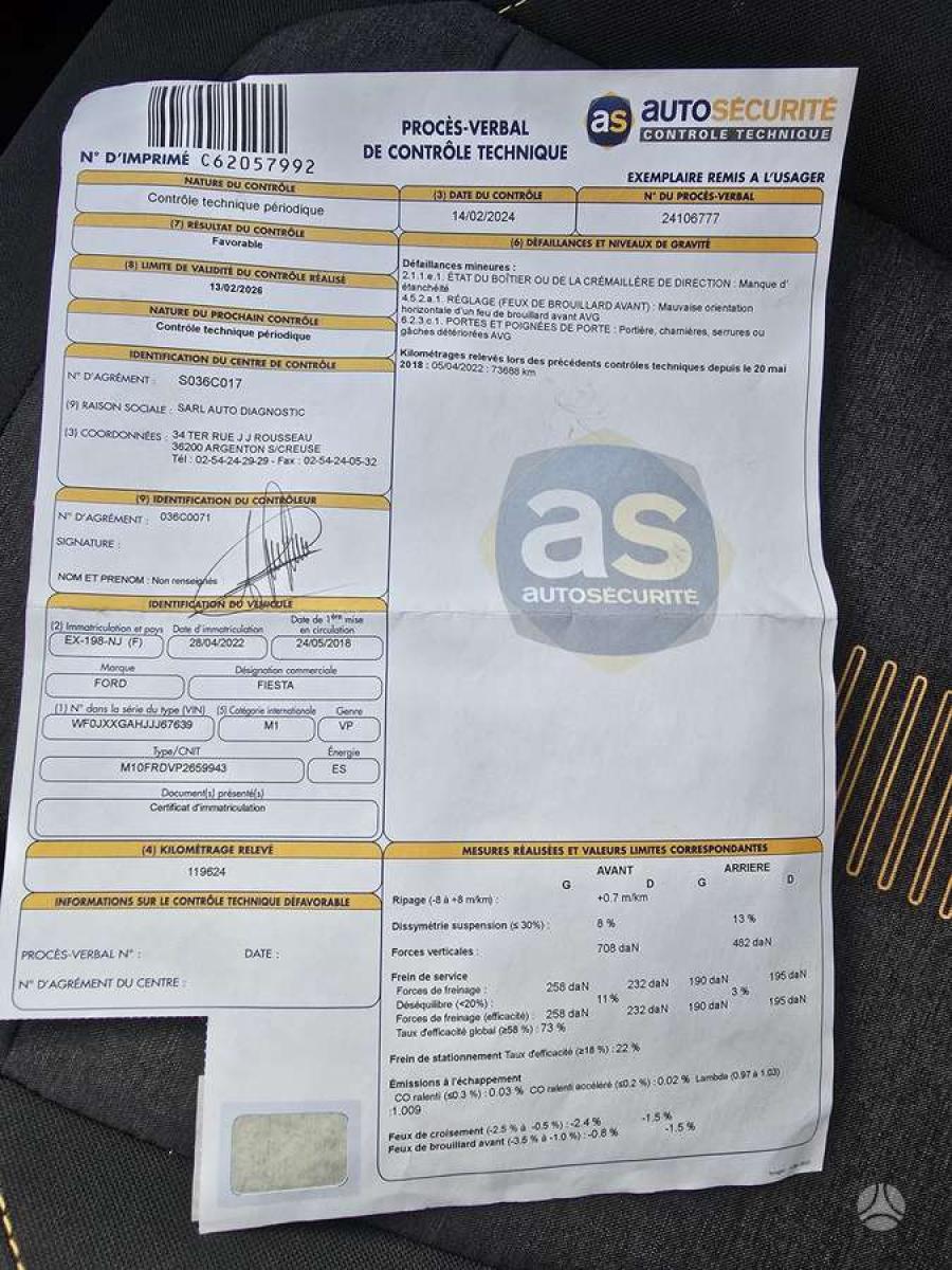 Brown Ford Fiesta 2018 in Taurage, with an engine capacity of 1.00 L and mileage of 145 thousand km for 5999 €, photo 35 on AUTOMOTO.COM.LV