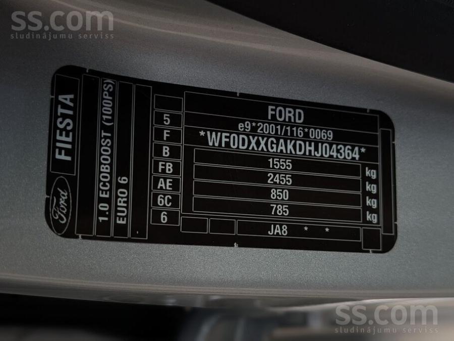 Grey Ford Fiesta 2017 in Jurmala, with an engine capacity of 1.00 L and mileage of 128 thousand km for 4950 €, photo 30 on AUTOMOTO.COM.LV