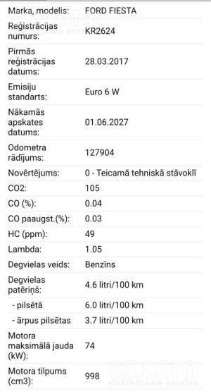 Grey Ford Fiesta 2017 in Jurmala, with an engine capacity of 1.00 L and mileage of 128 thousand km for 4950 €, photo 32 on AUTOMOTO.COM.LV