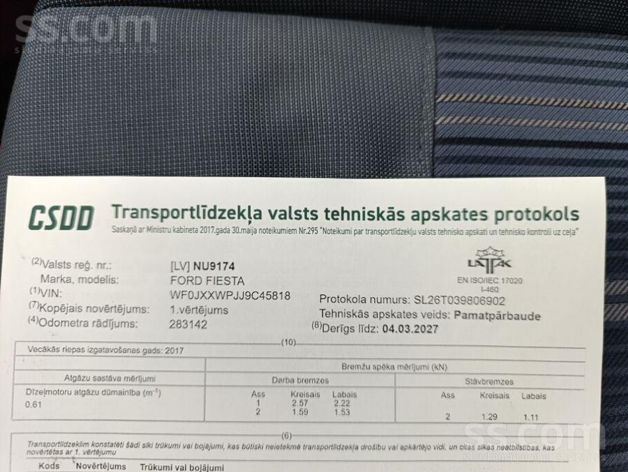 Balts Ford Fiesta 2009 Valmiera, ar dzinēja tilpumu 1.40 L un nobraukumu 283 tūkst. km par 3450 €, foto 17 vietnē AUTOMOTO.COM.LV