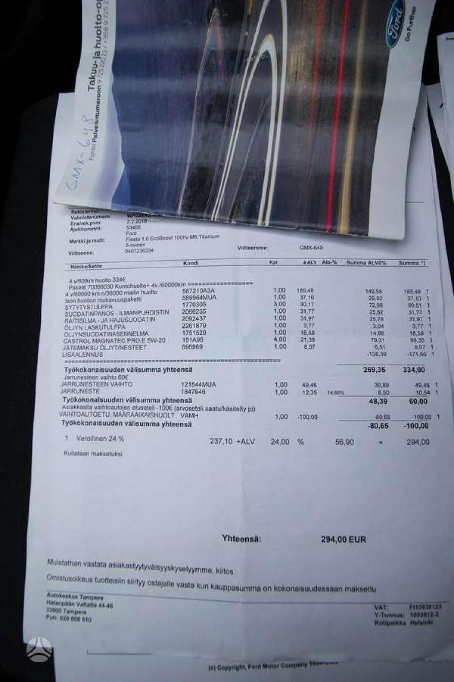 White Ford Fiesta 2018 in Vilnius, with an engine capacity of 1.00 L and mileage of 180 thousand km for 3500 €, photo 19 on AUTOMOTO.COM.LV