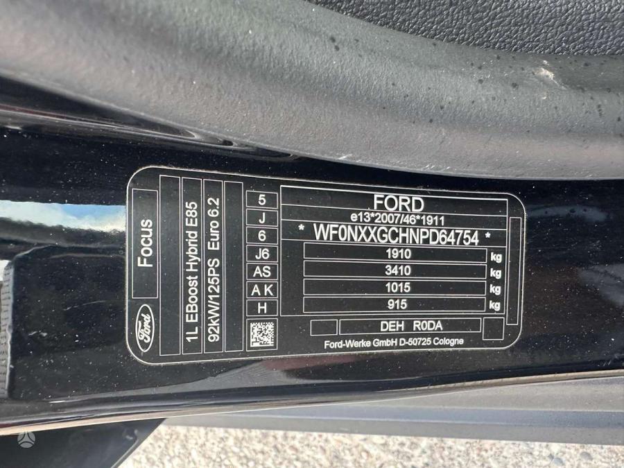 Black Ford Focus 2023 in Vilnius, with an engine capacity of 1.00 L and mileage of 151 thousand km for 11300 €, photo 24 on AUTOMOTO.COM.LV
