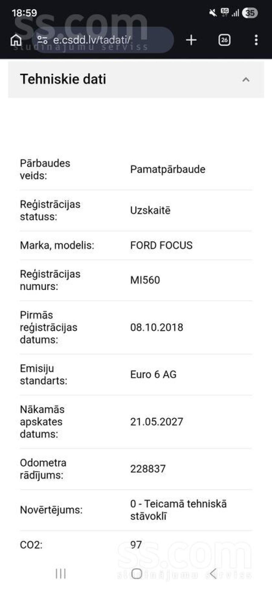 Melns Ford Focus 2018 Kuldīga, ar dzinēja tilpumu 1.50 L un nobraukumu 234 tūkst. km par 8600 €, foto 18 vietnē AUTOMOTO.COM.LV