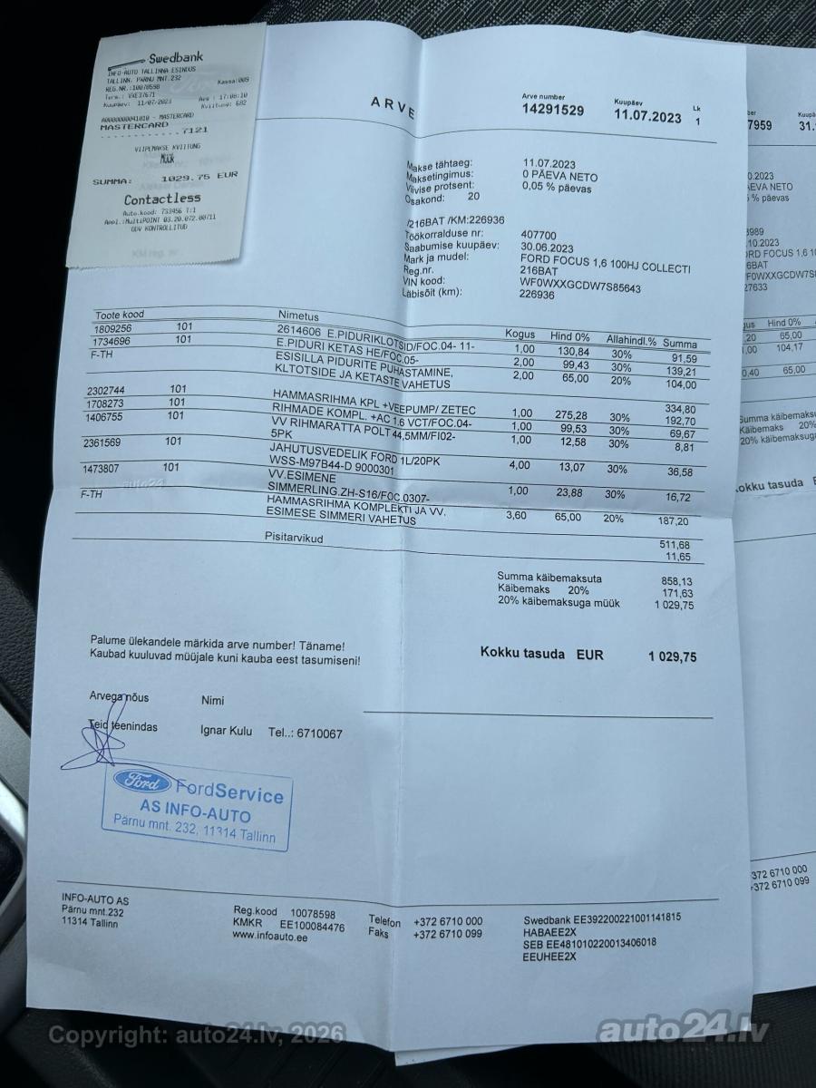 Синий Форд Фокус 2008 в Тарту, объемом двигателя 1.60 л и пробегом 237 тыс. км за 2590 €, фото 22 на AUTOMOTO.COM.LV