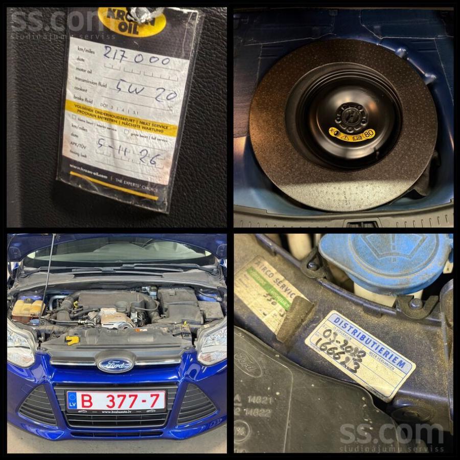 Blue Ford Focus 2013 in Jurmala, with an engine capacity of 1.00 L and mileage of 210 thousand km for 3990 €, photo 28 on AUTOMOTO.COM.LV